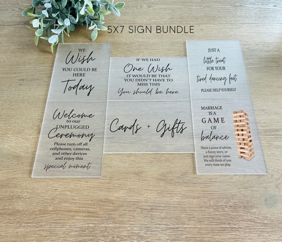 Wedding Sign Bundle, Acrylic Wedding Signs, Personalized Wedding Signs ...