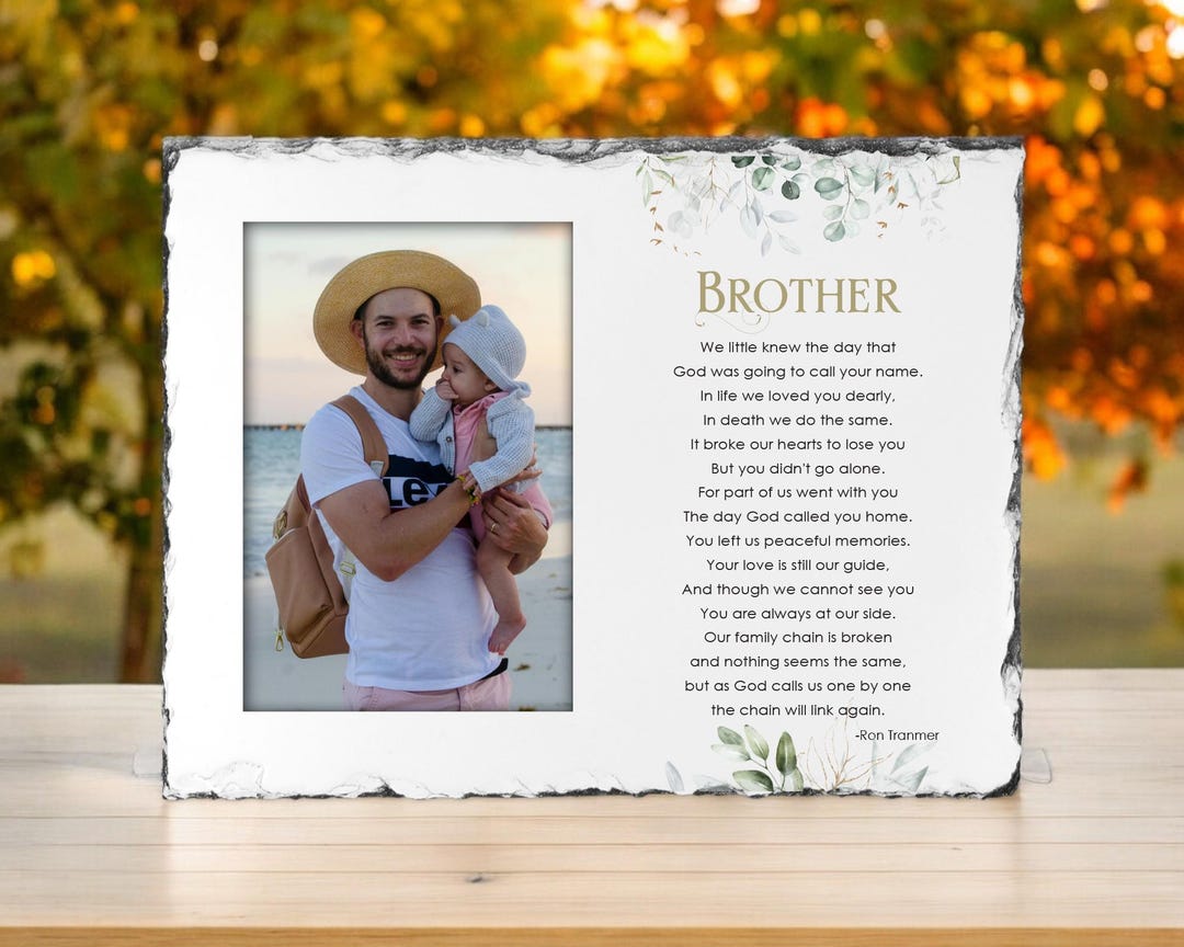 Broken Chain, Loss of Brother, Slate Photo Frame, Bereavement Sympathy ...