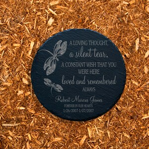 A Silent Tear Memorial Garden Stone, Sympathy Gift, Slate Grave Marker ...