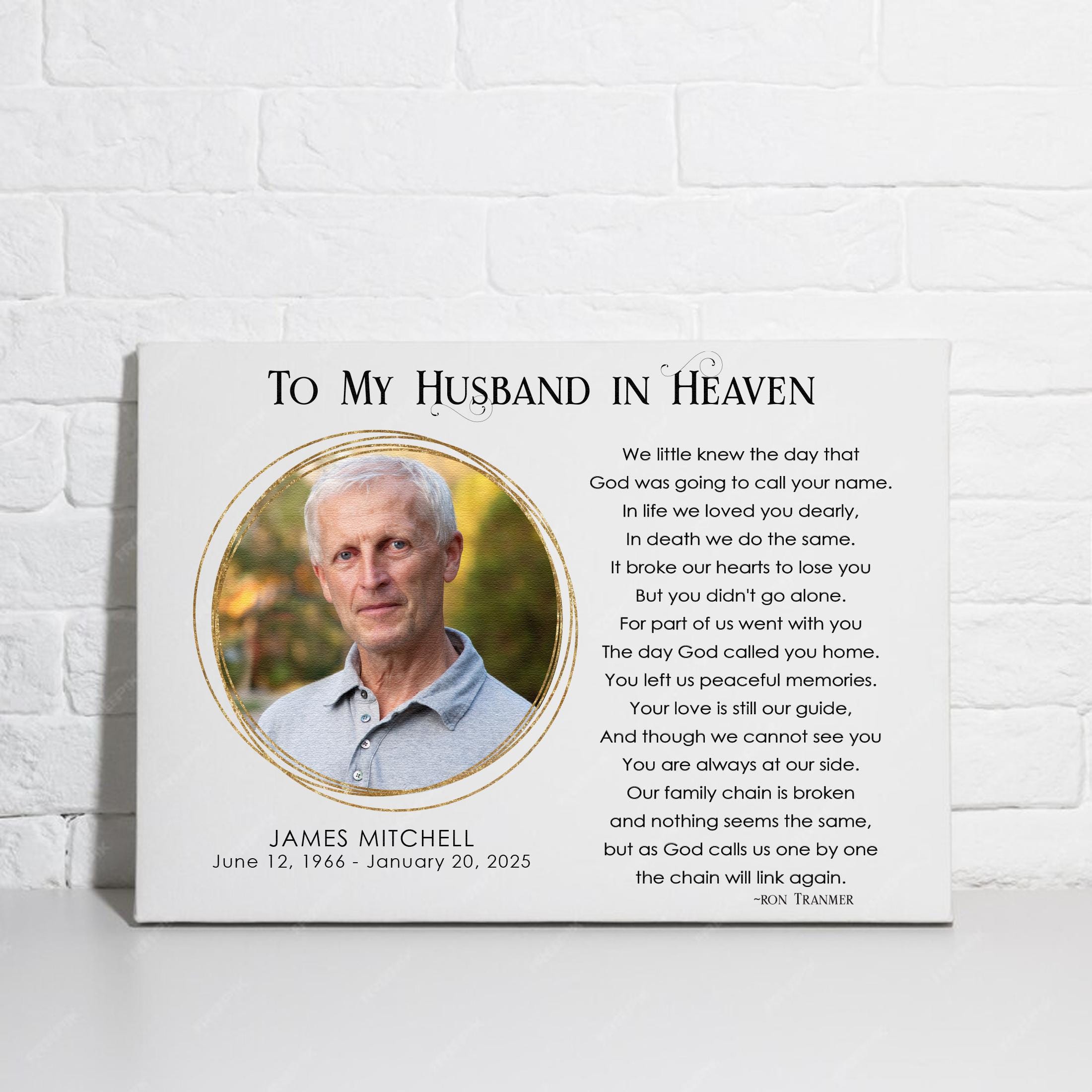 Broken Chain Poem Canvas Sympathy Gift, Memorial Canvas, Loss of Loved ...