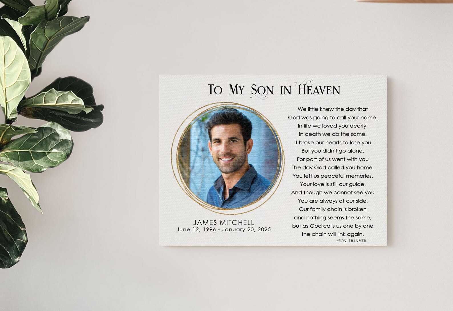 Broken Chain Poem Canvas Sympathy Gift, Memorial Canvas, Loss of Loved ...
