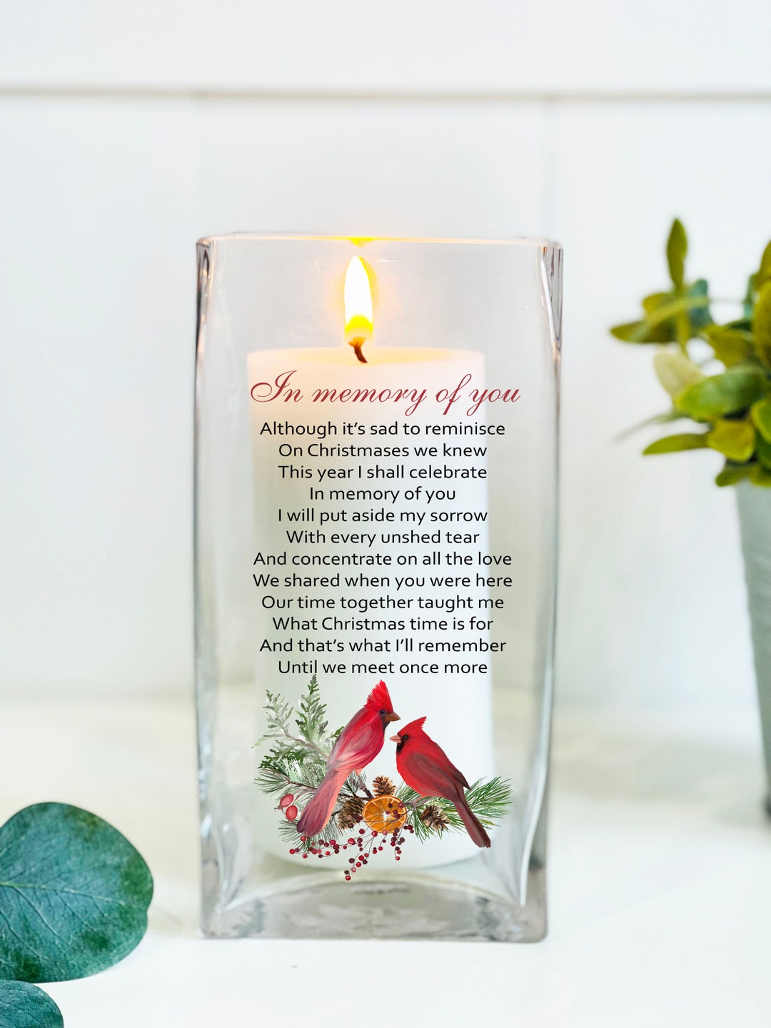 Memorial Candle With Glass Holder: Celebration of Life Gift - Etsy
