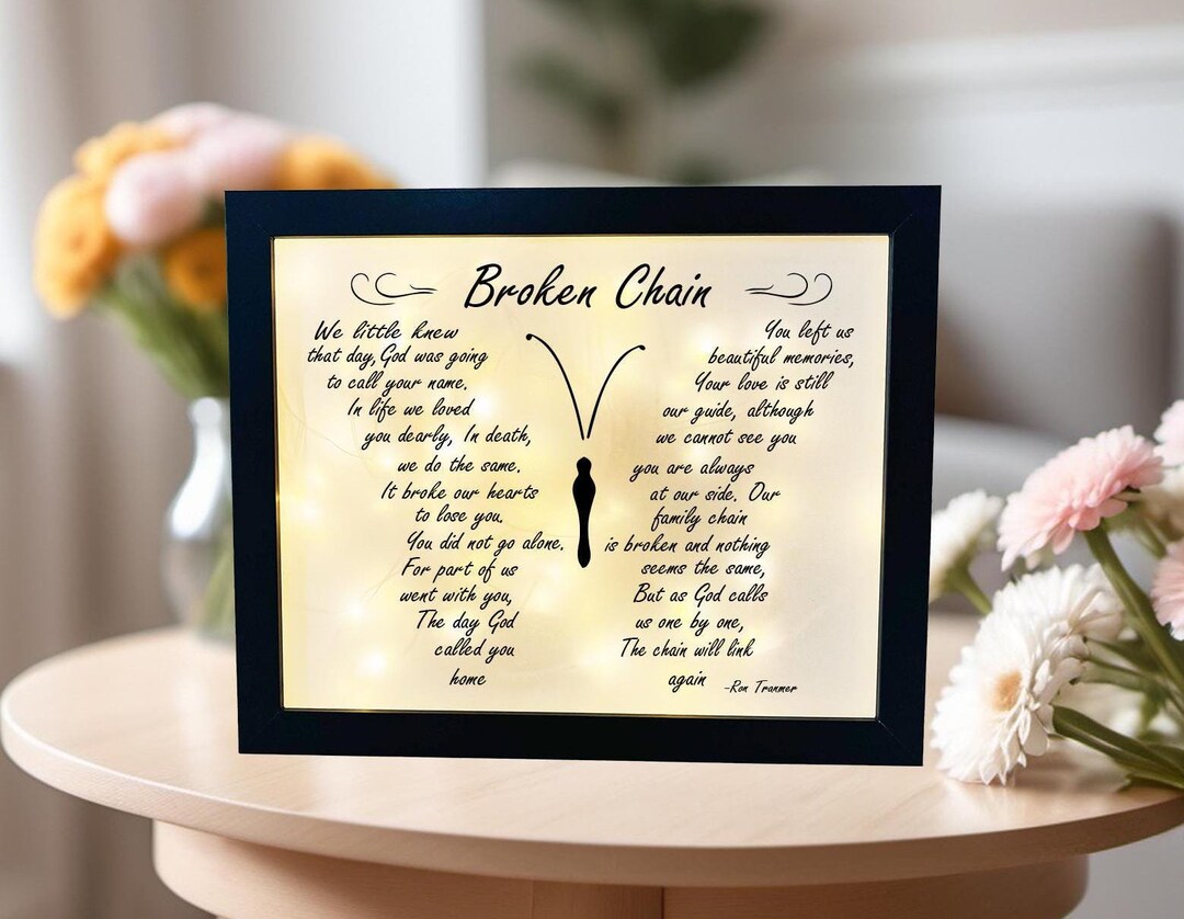 Broken Chain, Memorial Shadow Box Gift, Keepsake for Loss of Loved One ...