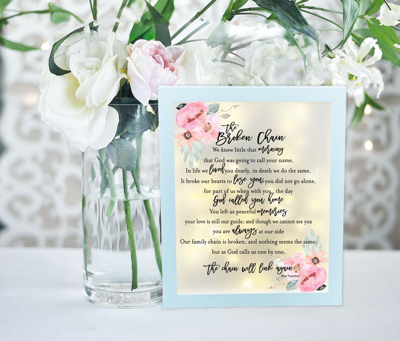 The Broken Chain Poem, Memorial Keepsake Box for Loss of Loved One ...