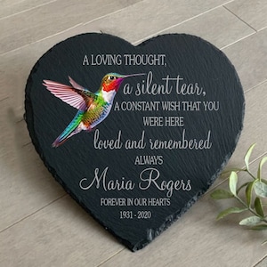 A Silent Tear Memorial Garden Stone, Sympathy Gift, Slate Grave Marker ...