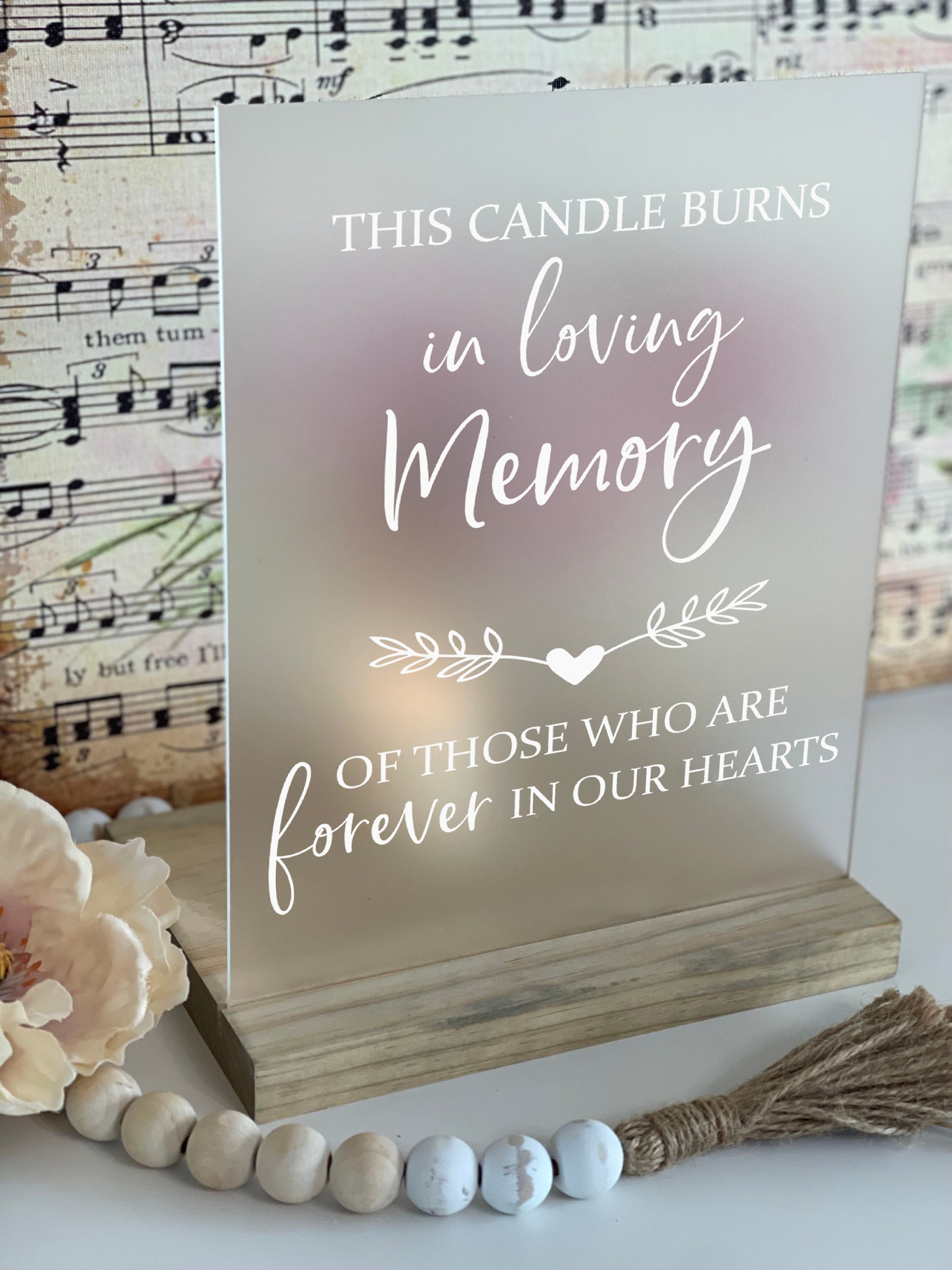 This Candle Burns in Loving Memory Acrylic Memorial Sign, Frosted ...
