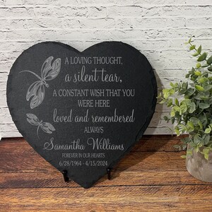 A Silent Tear Memorial Garden Stone, Sympathy Gift, Slate Grave Marker ...