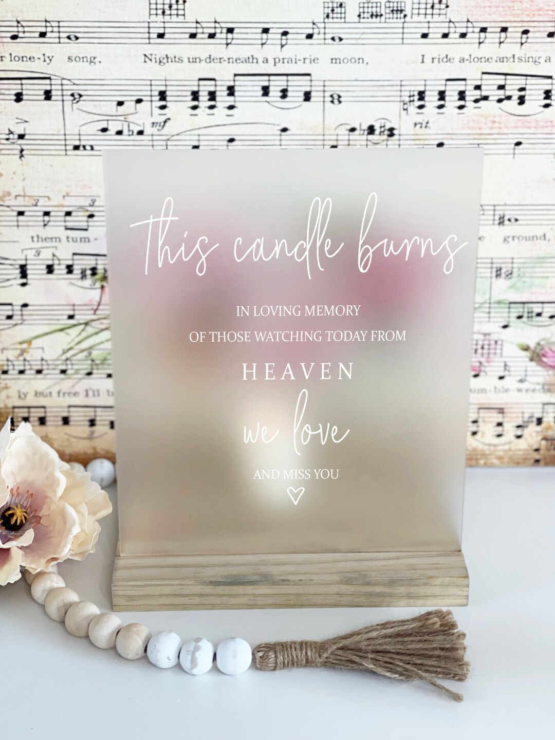This Candle Burns in Loving Memory, Wedding Memorial Sign, Frosted ...