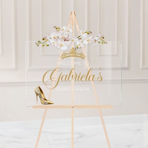 Quinceanera Acrylic Welcome Sign, Modern 15th Birthday Sign, Gold ...
