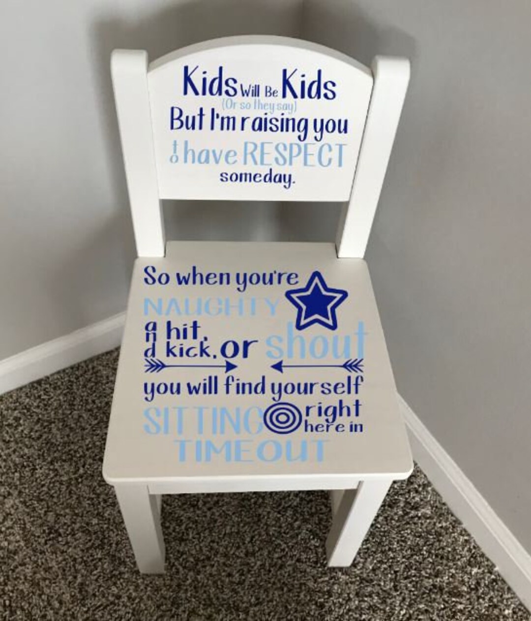 UV Printed Time Out Chair, No Vinyl Used! Wood Time Out Chair, Time Out ...