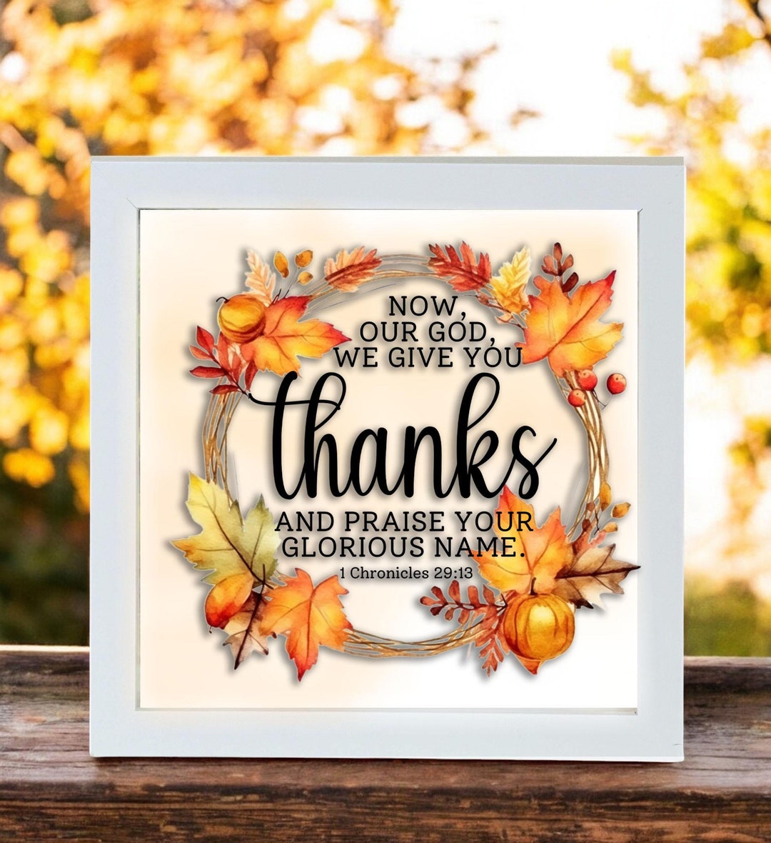 Fall Thanksgiving Sign, Christian Wal Art, Give Thanks Religious Shadow ...