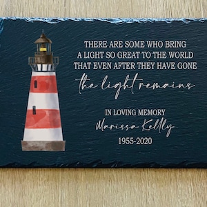 The Light Remains Lighthouse Memorial, Sympathy Gift, Slate Grave ...