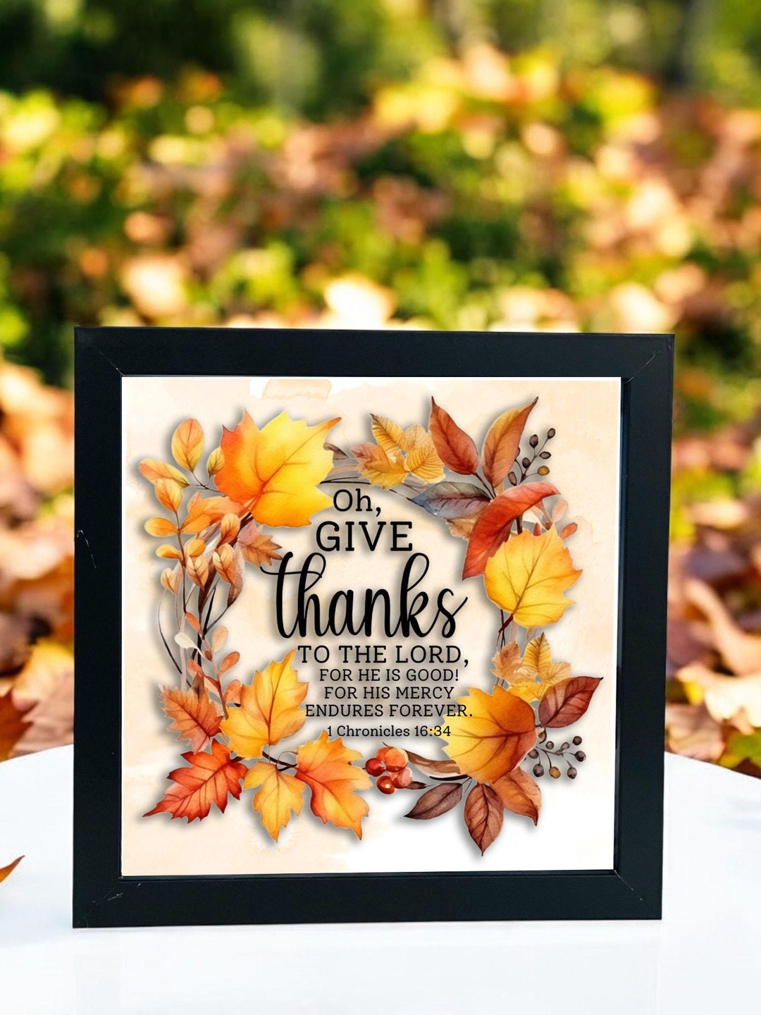 Fall Thanksgiving Sign, Christian Wal Art, Give Thanks Religious Shadow ...