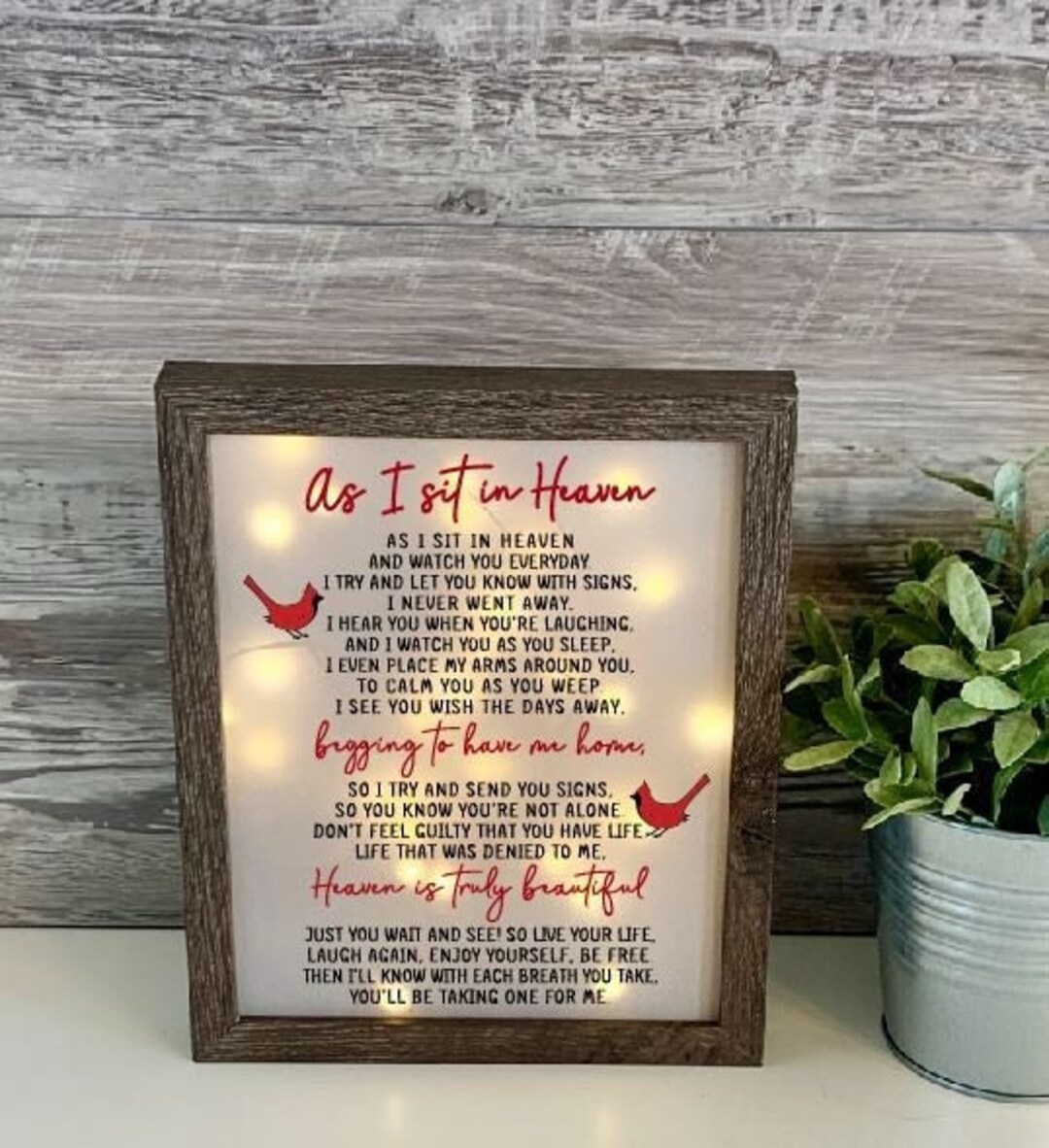 Memorial Shadow Box for Loss of Loved One, Funeral Gift, Cardinal ...