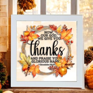 Fall Thanksgiving Sign, Christian Wal Art, Give Thanks Religious Shadow ...