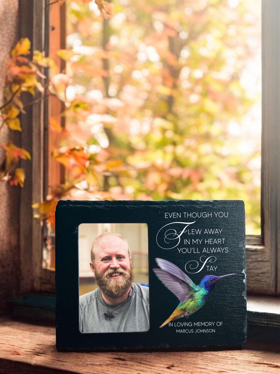 Humming Bird Memorial Photo Frame, Personalized Memorial Picture Frame ...