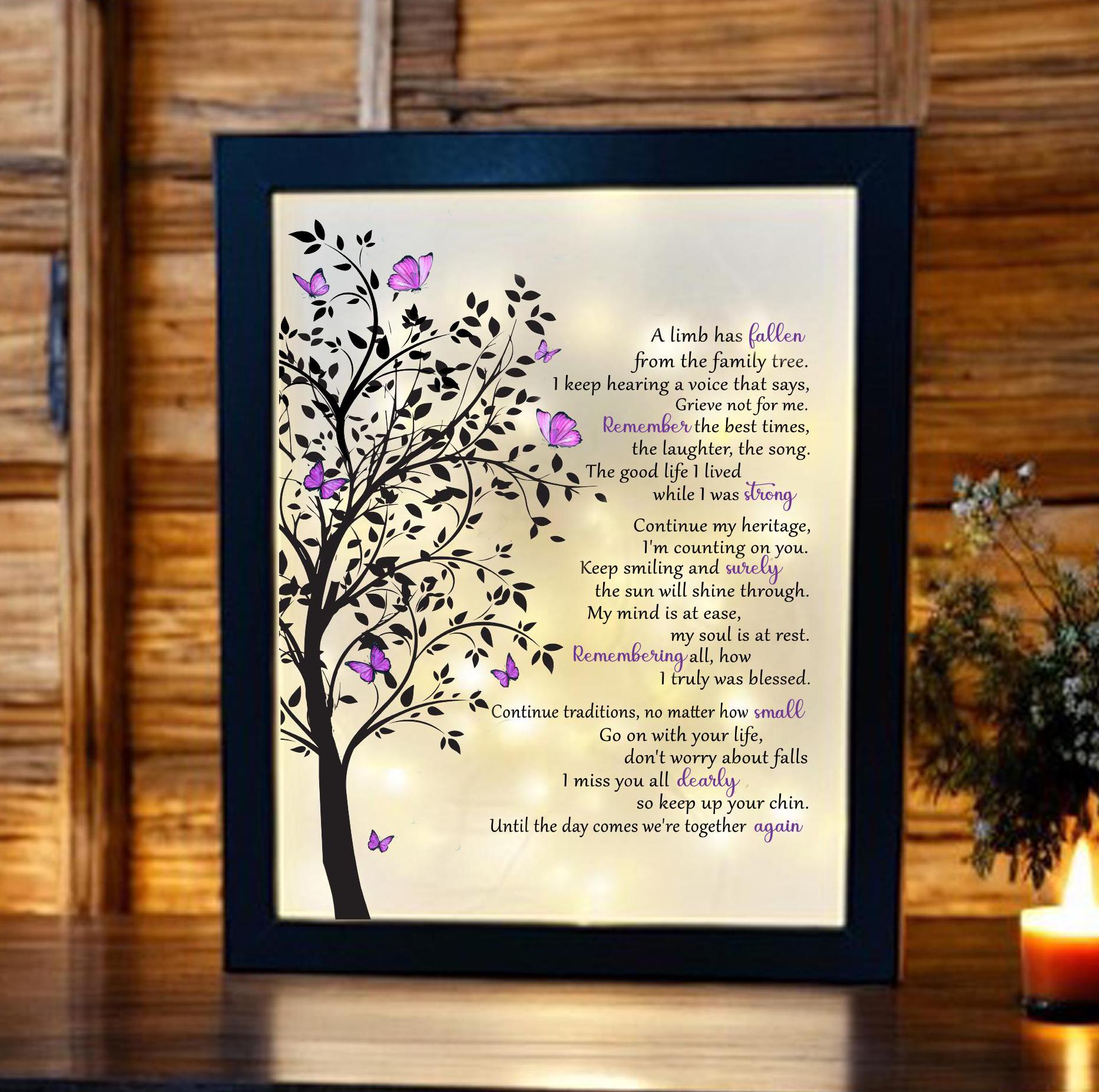 Purple A Limb Has Fallen, Family Tree Memorial Gift, for Loss of Loved ...