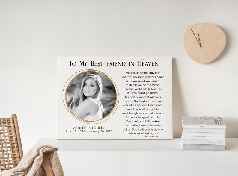 Broken Chain Poem Canvas Sympathy Gift, Memorial Canvas, Loss of Loved ...