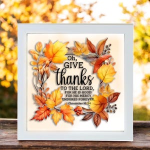Fall Thanksgiving Sign, Christian Wal Art, Give Thanks Religious Shadow ...
