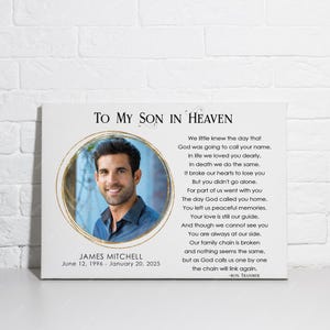Broken Chain Poem Canvas Sympathy Gift, Memorial Canvas, Loss of Loved ...