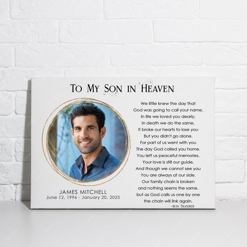 Broken Chain Poem Canvas Sympathy Gift, Memorial Canvas, Loss of Loved ...