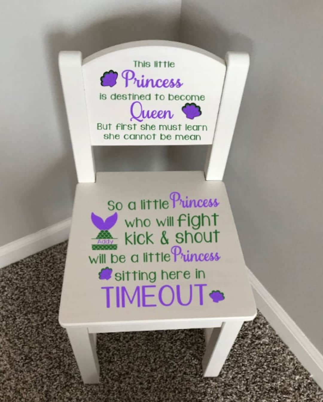 UV Printed Time Out Chair, No Vinyl Used! Little Princess Timeout Chair ...