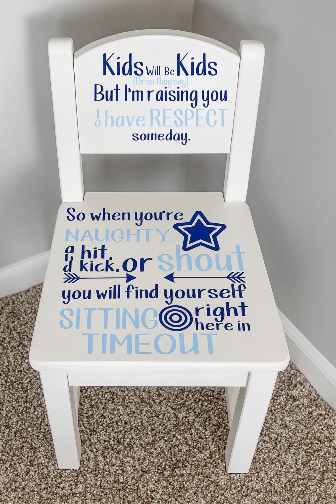 UV Printed Time Out Chair, No Vinyl Used! Wood Time Out Chair, Time Out ...