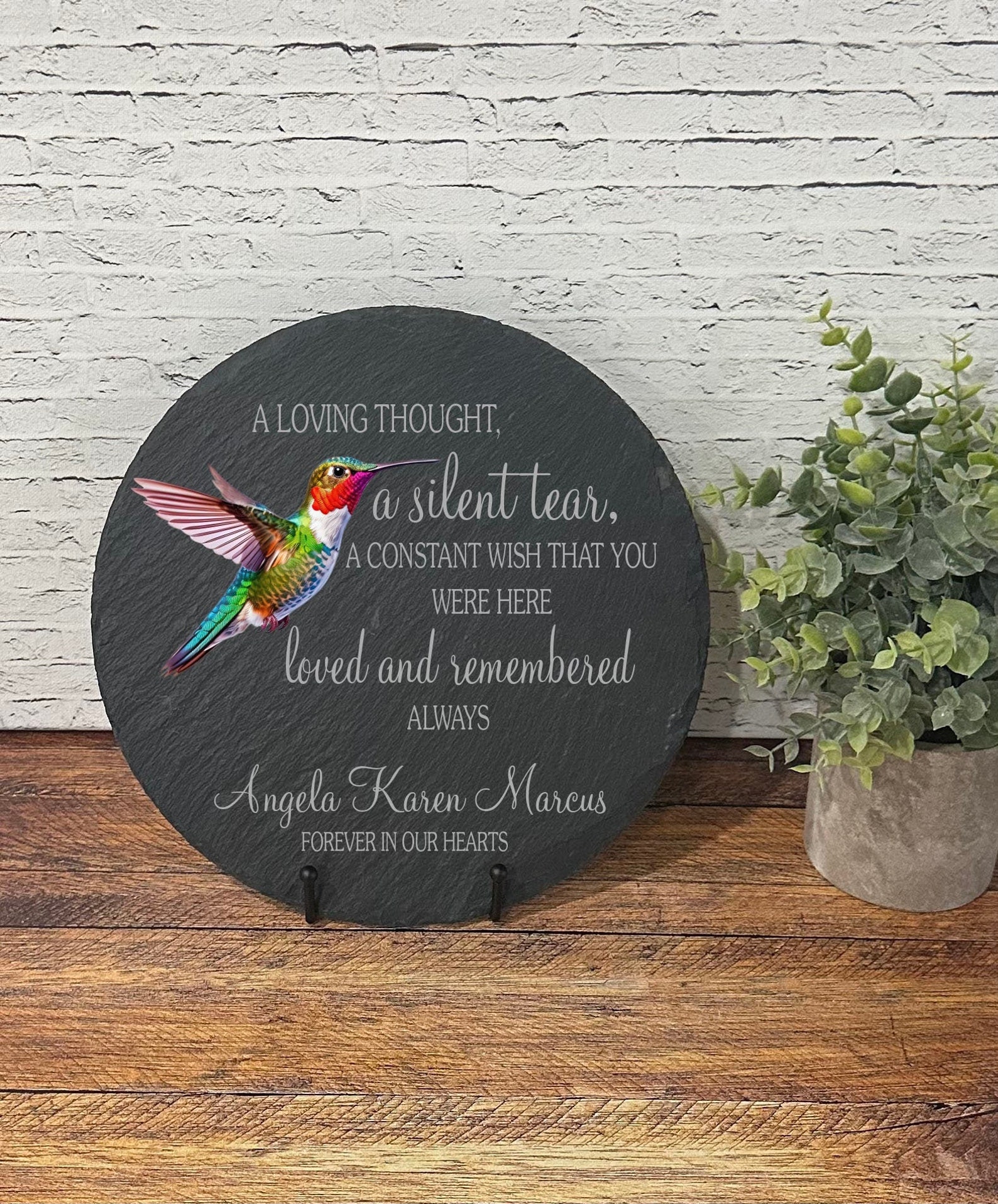 A Silent Tear Memorial Garden Stone, Sympathy Gift, Slate Grave Marker ...