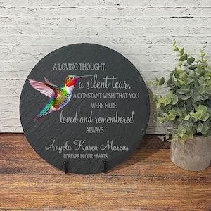 A Silent Tear Memorial Garden Stone, Sympathy Gift, Slate Grave Marker ...