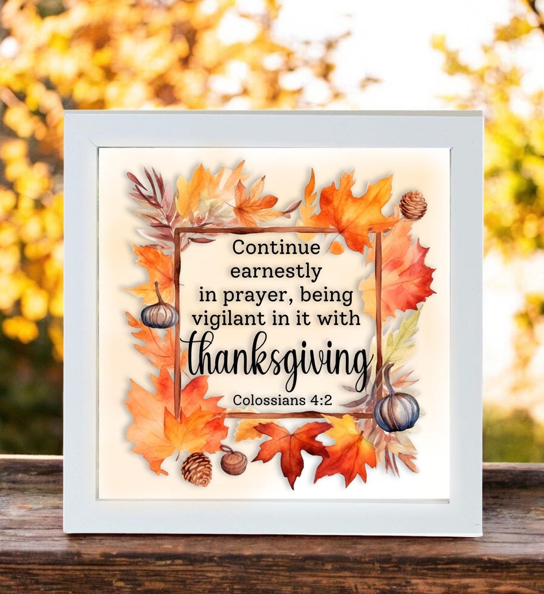 Fall Thanksgiving Sign, Christian Wal Art, Give Thanks Religious Shadow ...