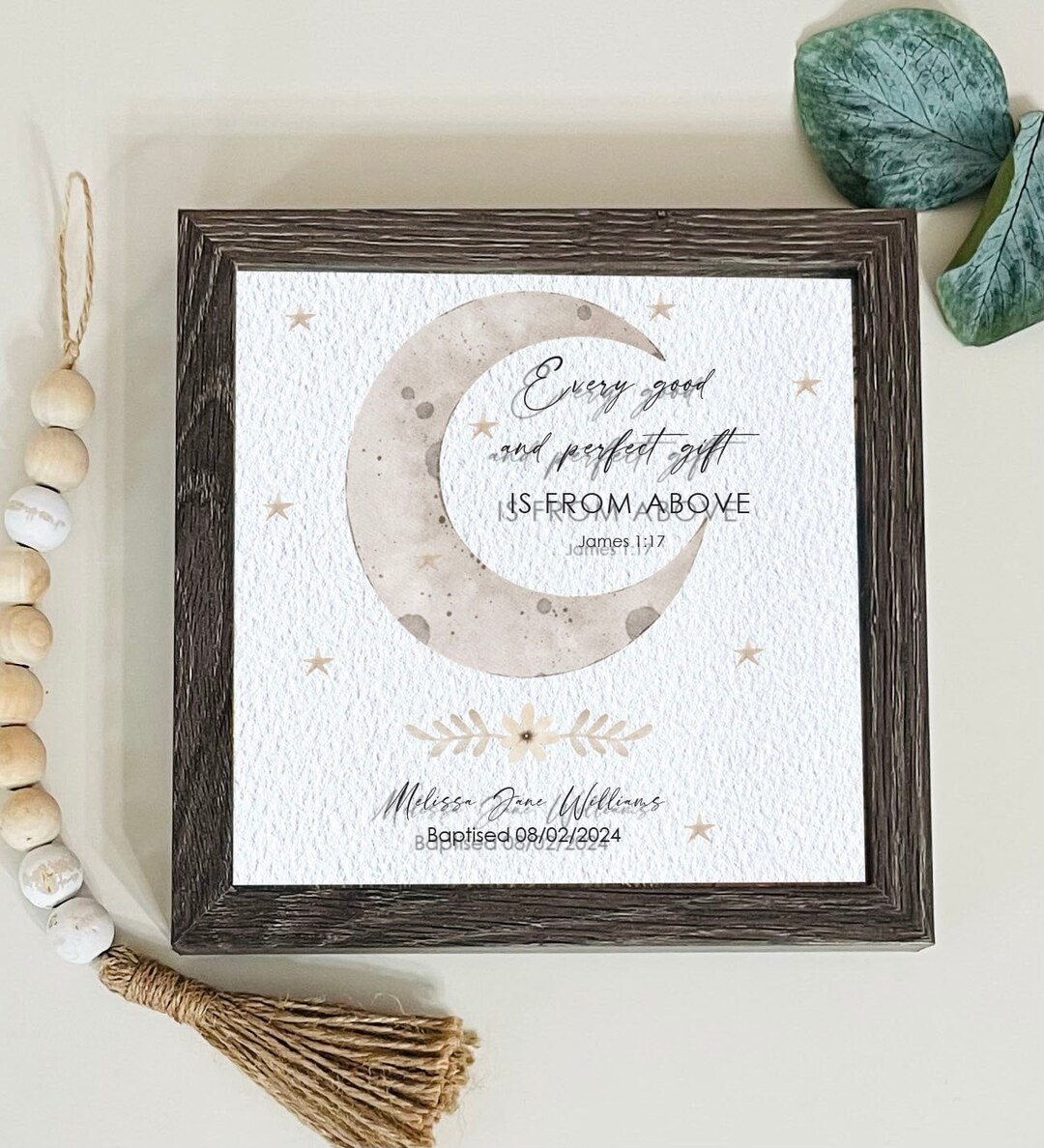 Watercolor Baptism Frame, Christening Dedication for Parents, God ...