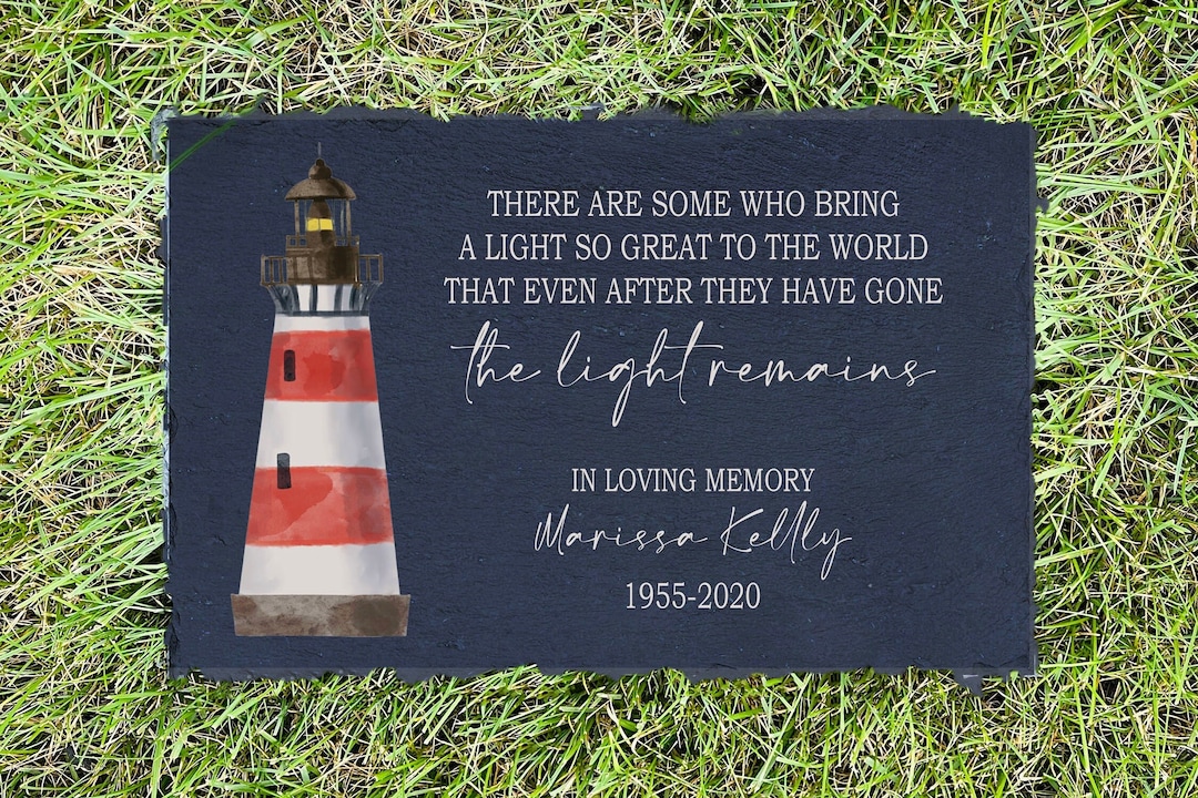 The Light Remains Lighthouse Memorial, Sympathy Gift, Slate Grave ...