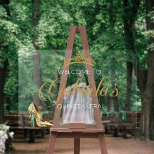 Quinceanera Acrylic Welcome Sign, Modern 15th Birthday Sign, Gold ...