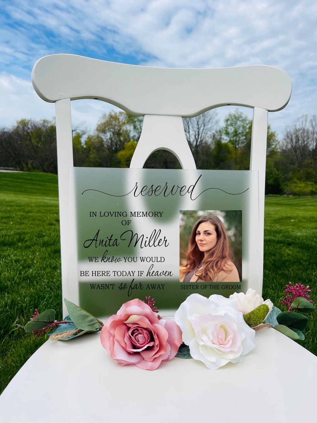 Reserved Acrylic Memorial Sign, Acrylic Memorial Sign, Frosted Acrylic ...