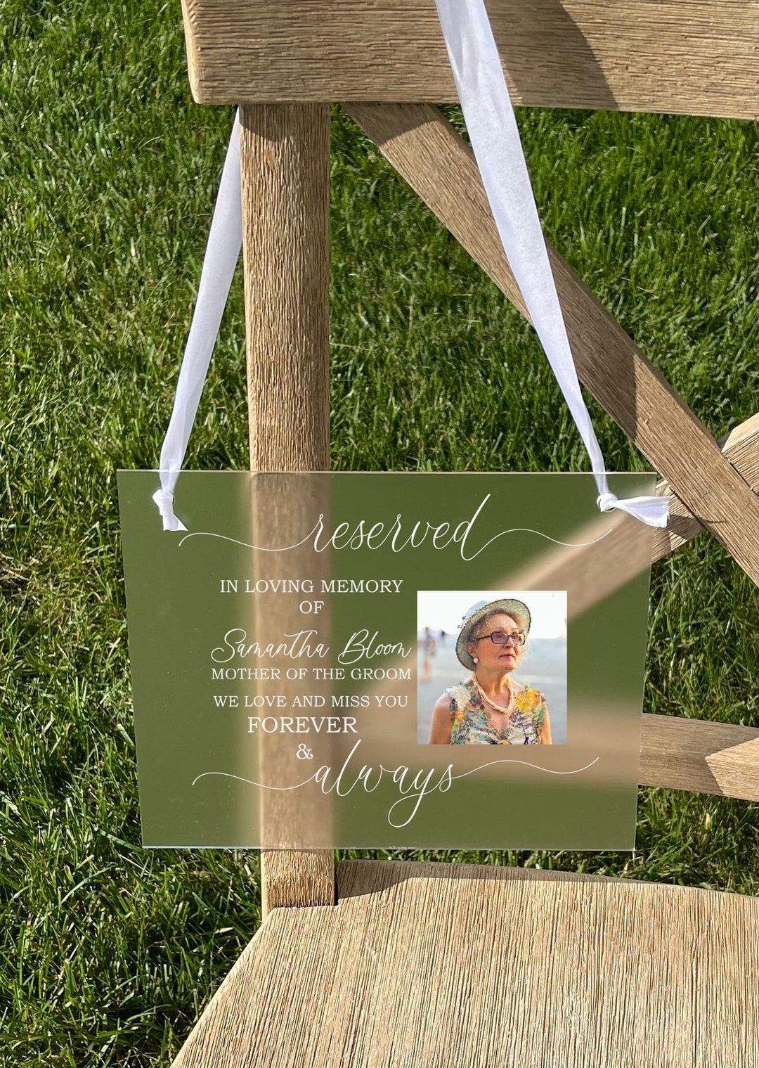Reserved Acrylic Memorial Sign, Acrylic Memorial Sign, Frosted Acrylic ...