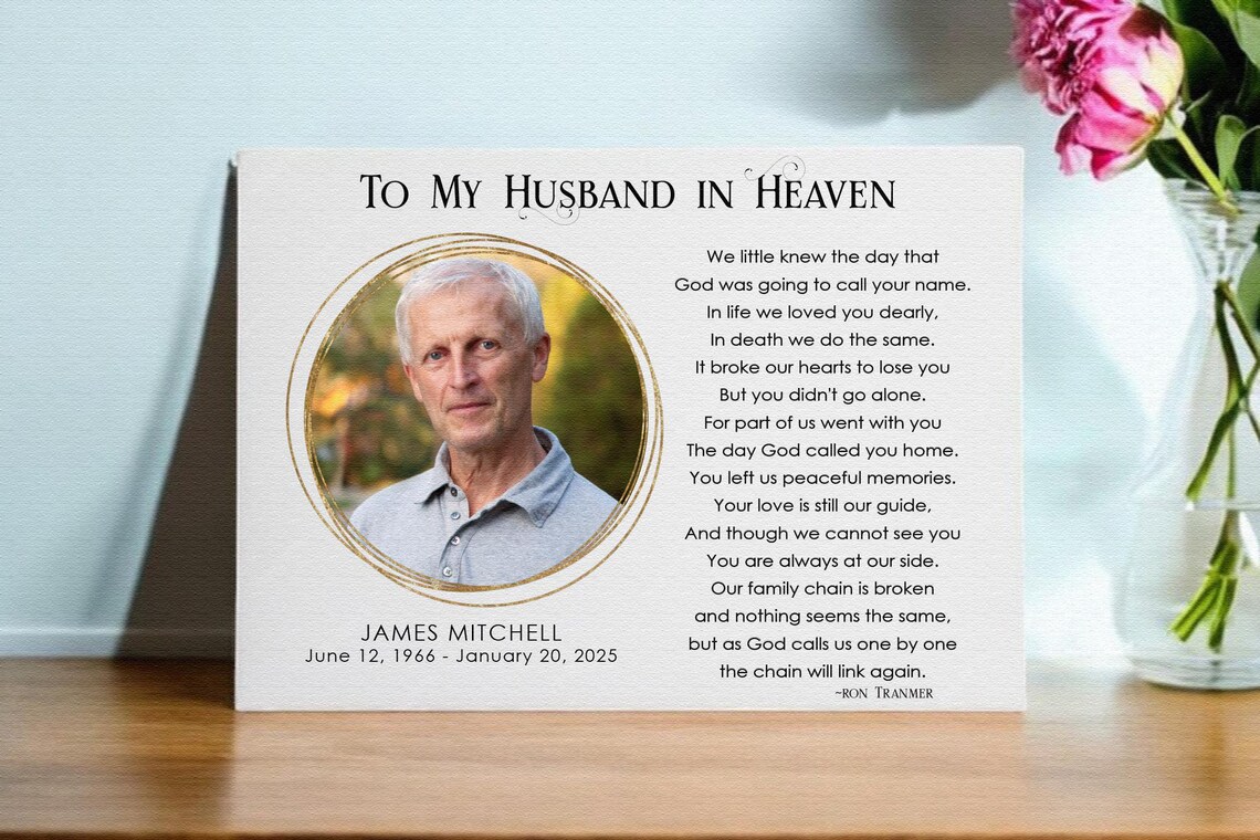 Broken Chain Poem Canvas Sympathy Gift, Memorial Canvas, Loss of Loved ...