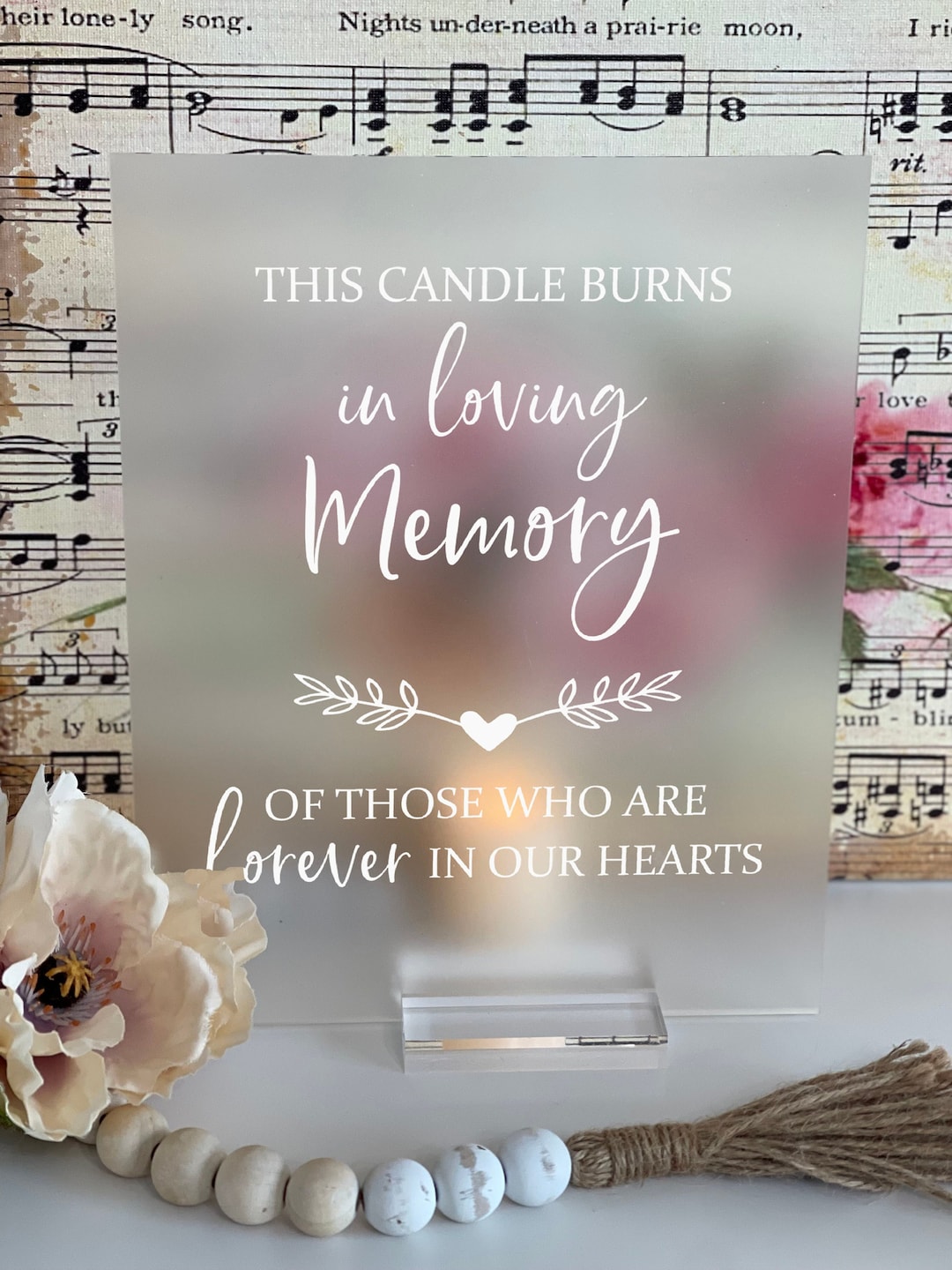 This Candle Burns in Loving Memory Acrylic Memorial Sign, Frosted ...
