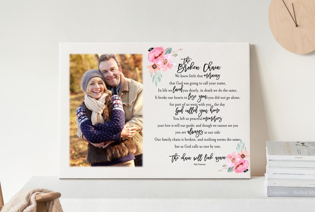 Broken Chain Poem Canvas Sympathy Gift, Memorial Canvas, Loss of Loved ...