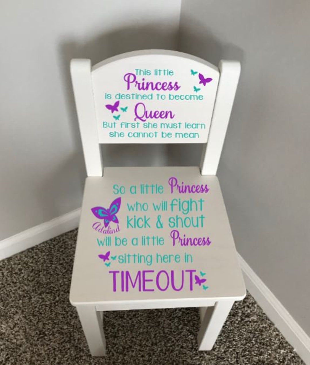 UV Printed Time Out Chair, No Vinyl Used Little Princess Timeout Chair ...