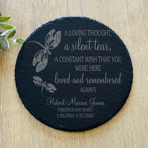 A Silent Tear Memorial Garden Stone, Sympathy Gift, Slate Grave Marker ...