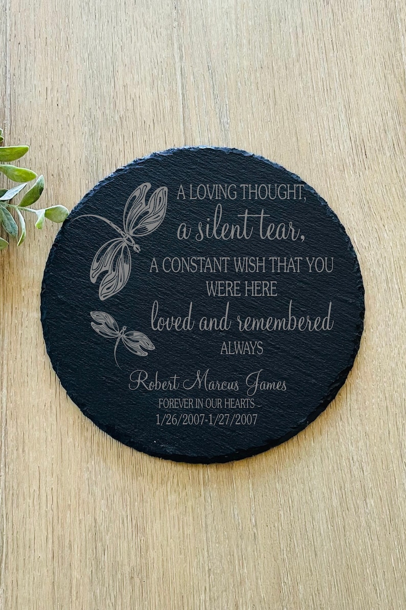 A Silent Tear Memorial Garden Stone, Sympathy Gift, Slate Grave Marker ...