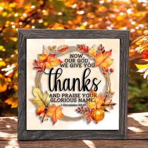 Fall Thanksgiving Sign, Christian Wal Art, Give Thanks Religious Shadow ...