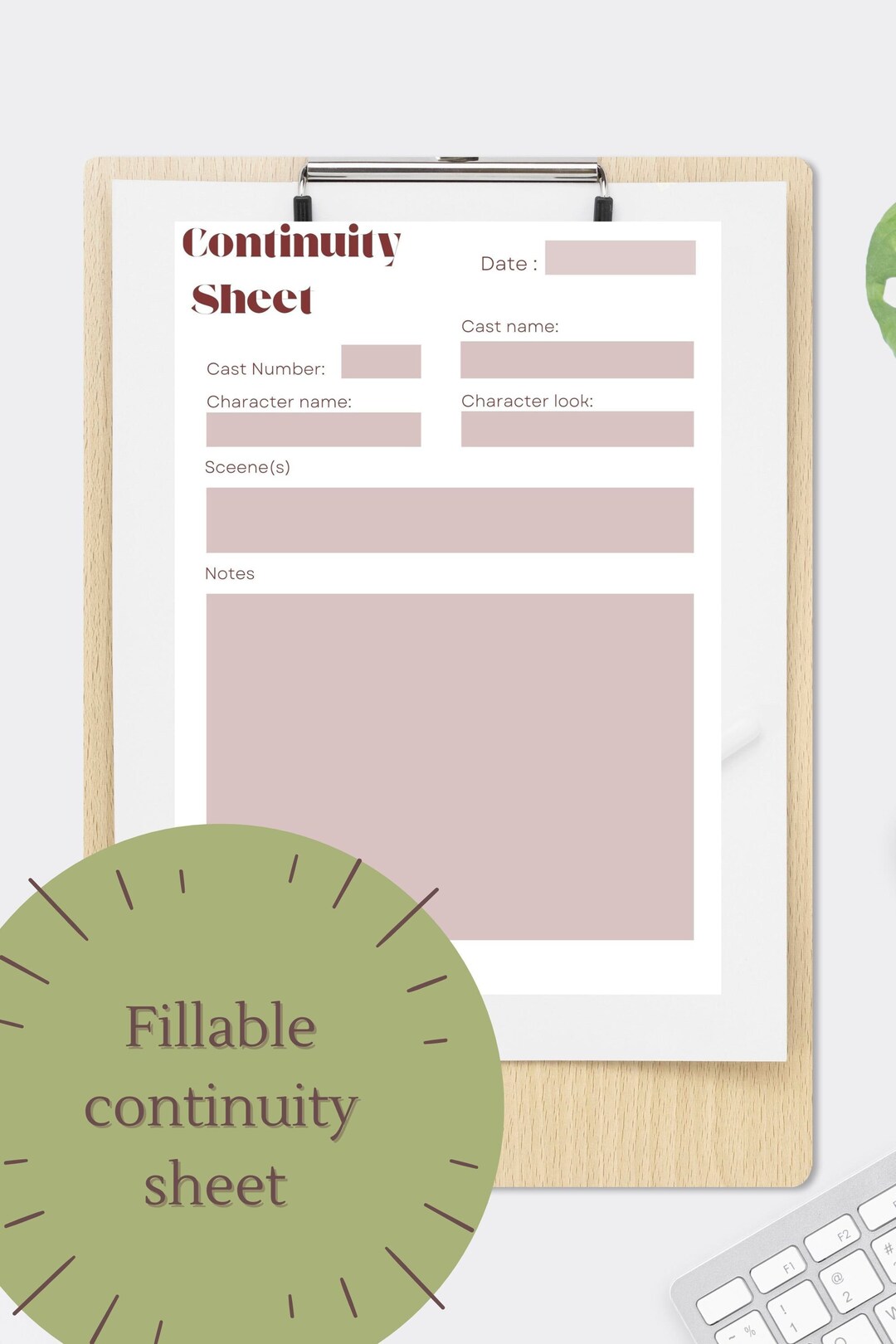Hair and Makeup Continuity Sheet - RED - Film and TV - Downloadable ...