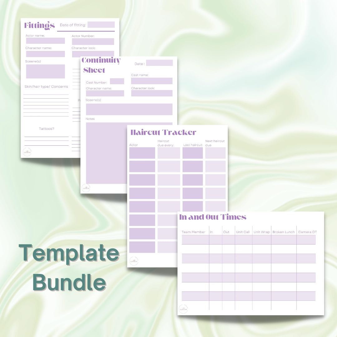 Hair and Makeup Template Bundle - LILAC - Haircut Tracker, Continuity ...