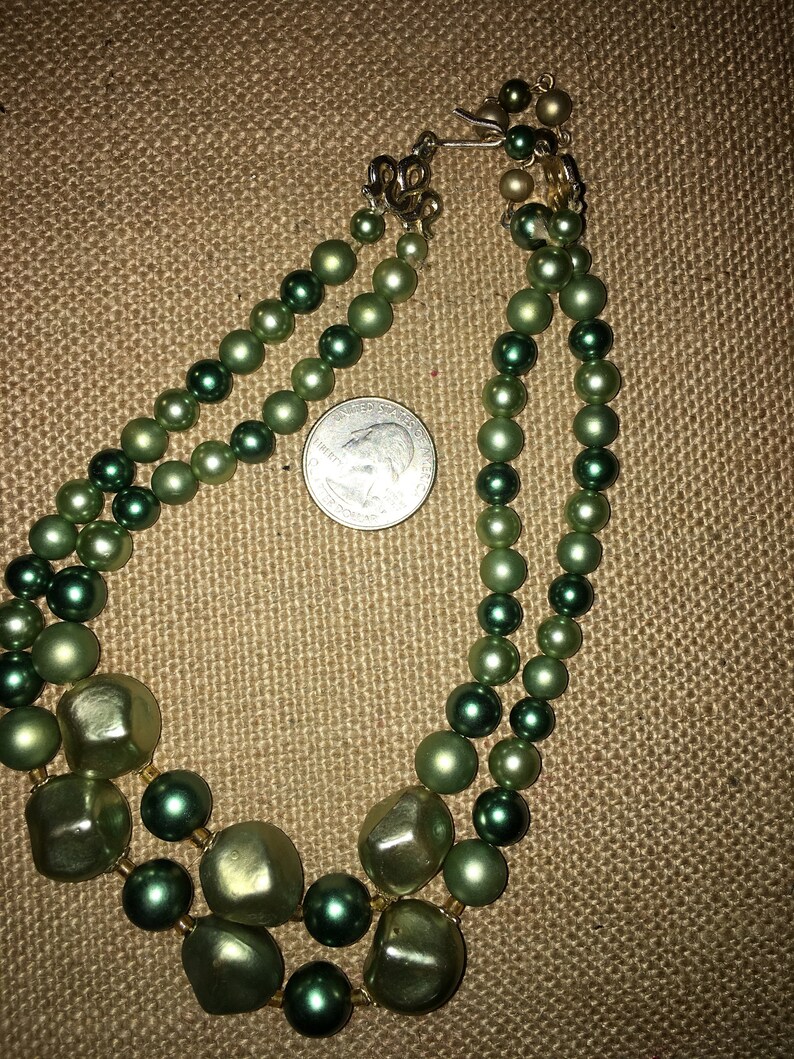 Vintage Double Strand Shades of Green Graduated Beaded - Etsy