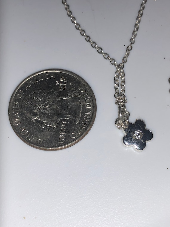 Dainty Daisy Flower with Rhinestone Center Necklace##* - Gem