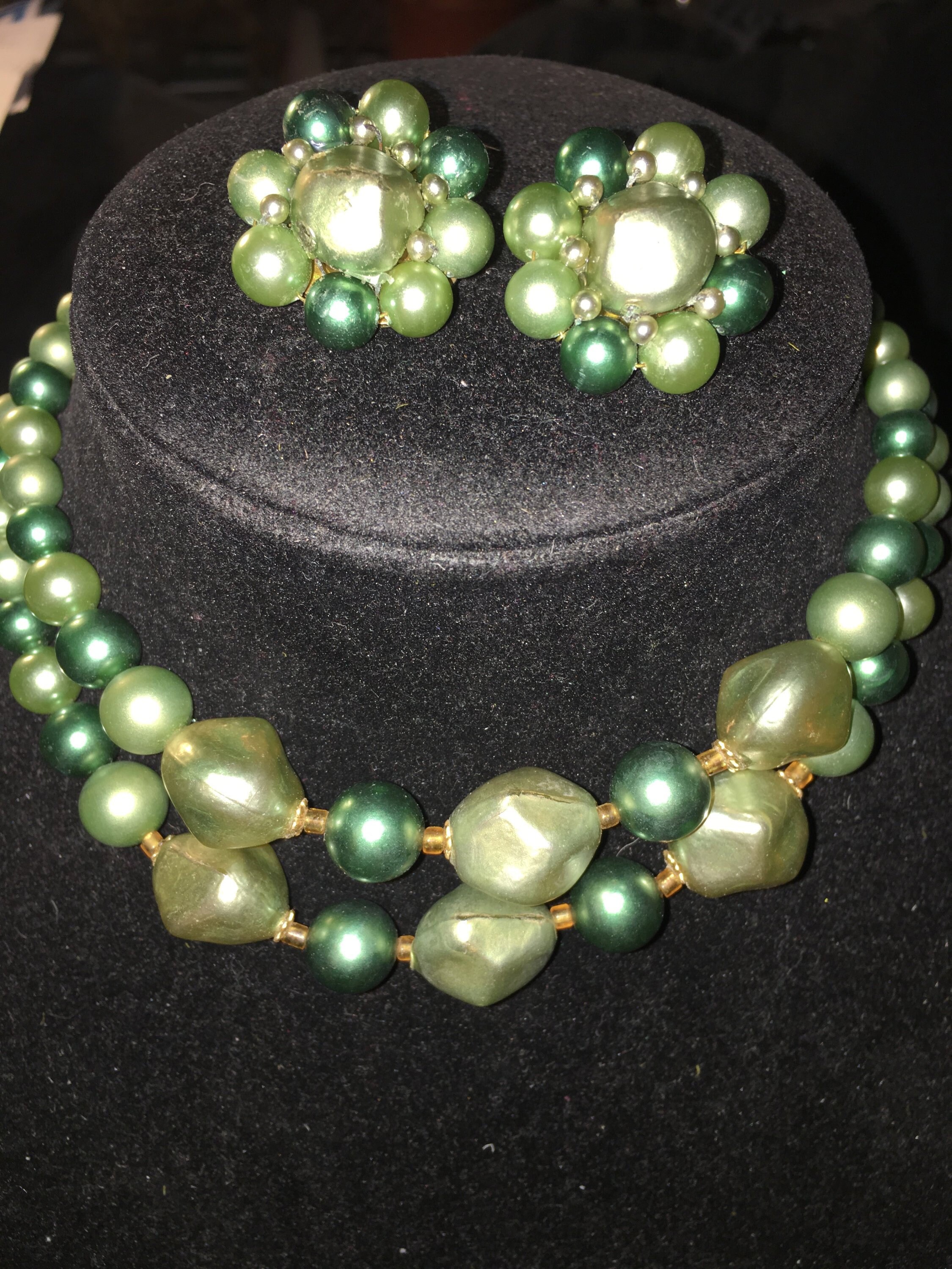 Vintage Double Strand Shades of Green Graduated Beaded - Etsy