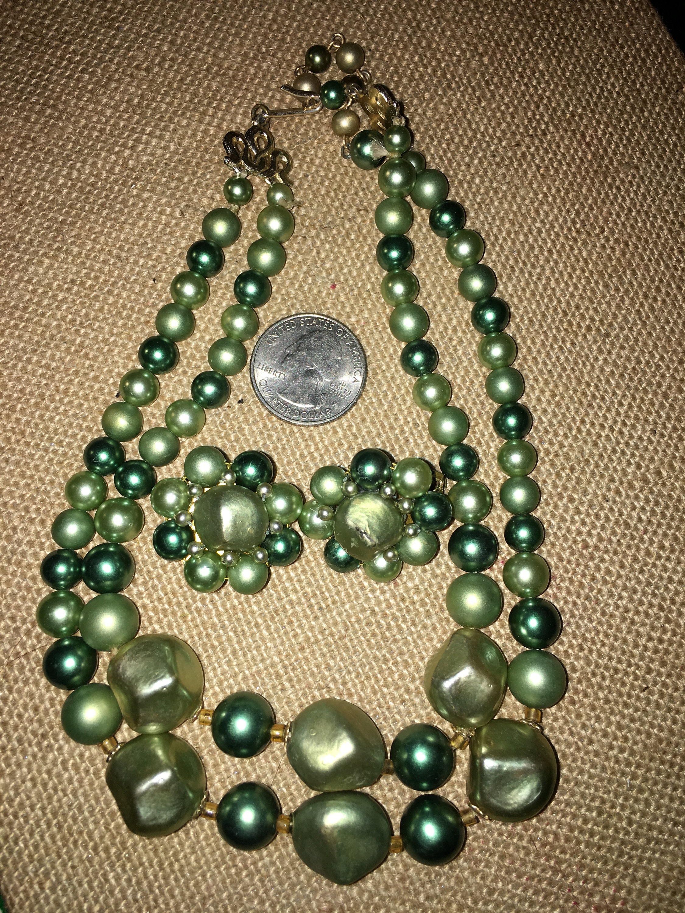 Vintage Double Strand Shades of Green Graduated Beaded - Etsy