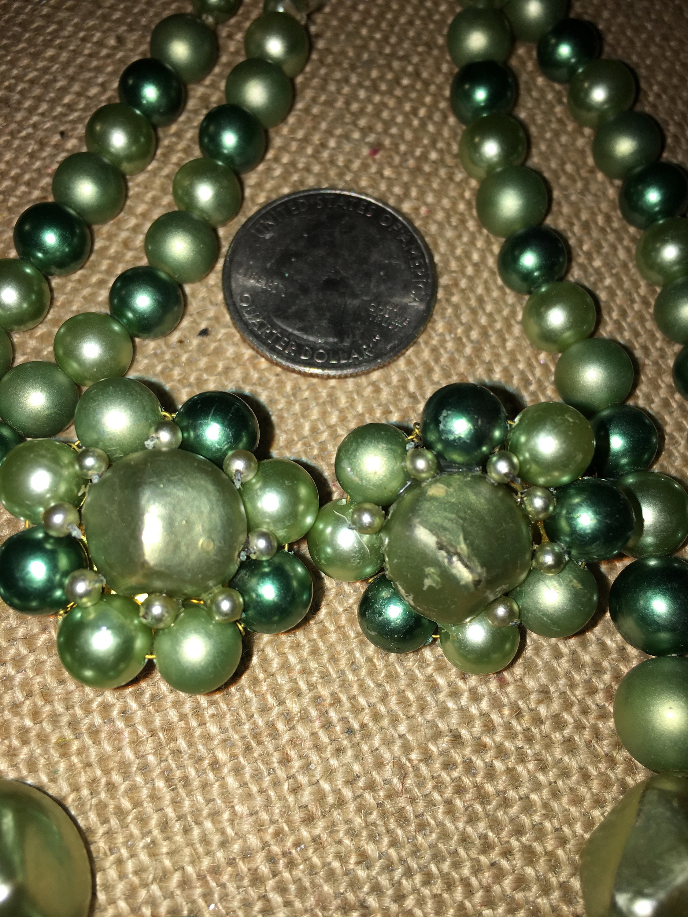 Vintage Double Strand Shades of Green Graduated Beaded | Etsy