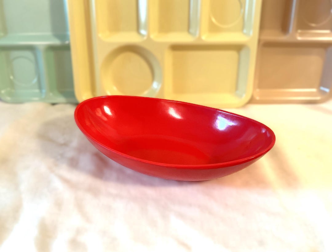 Red-orange Spalding Ware MCM Oval Serving Bowl - Etsy